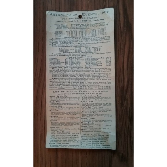 Other | Victorian 196 Hoods Sarsaparilla Advertising Calendar As Shown ...